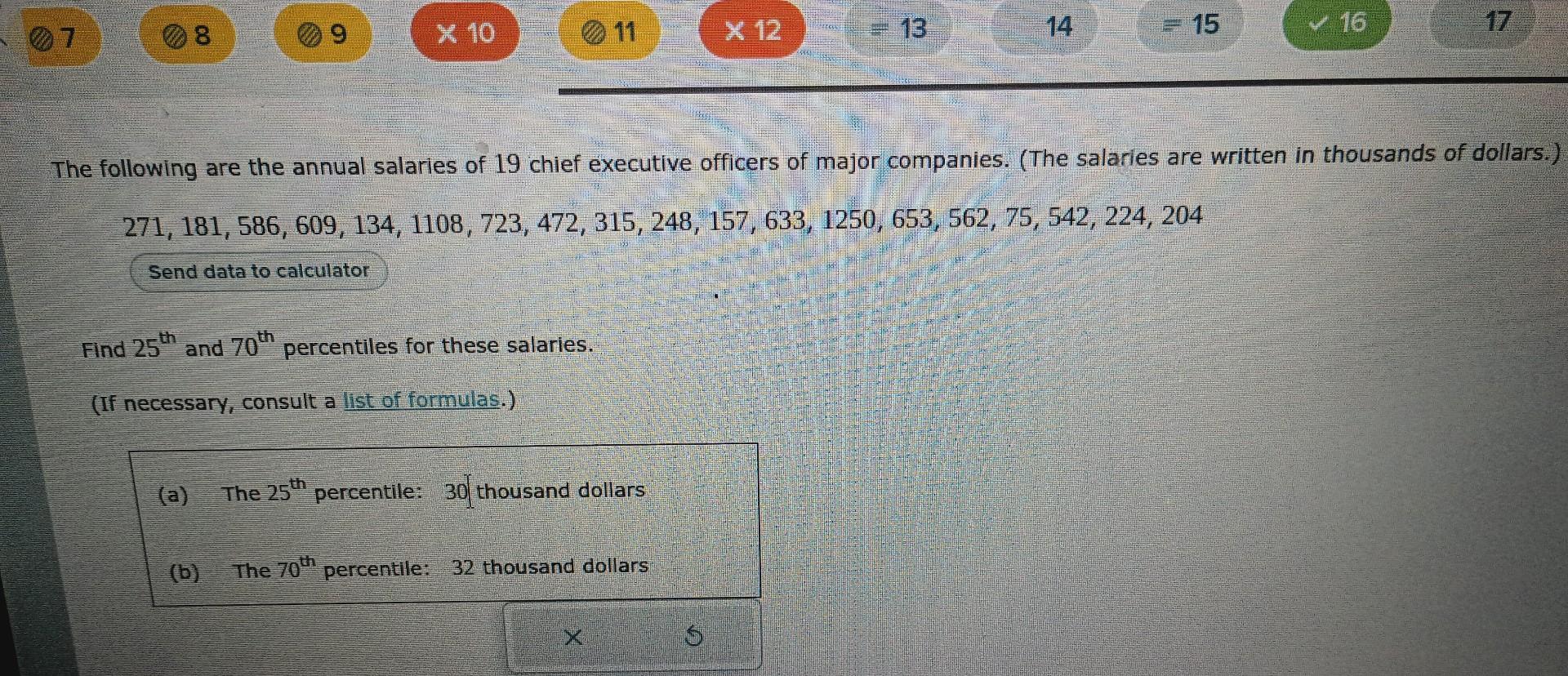 Solved The following are the annual salaries of 19 chief | Chegg.com