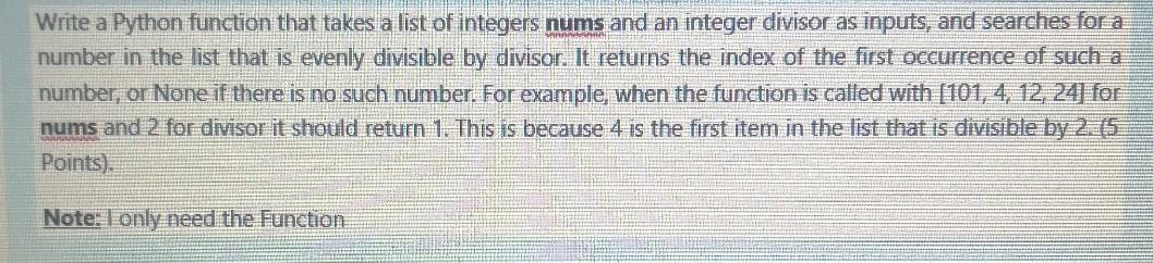 Solved Write a Python function that takes a list of integers | Chegg.com