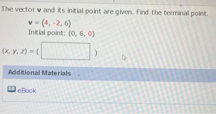 Solved The vector v and its initial point are given. Find | Chegg.com
