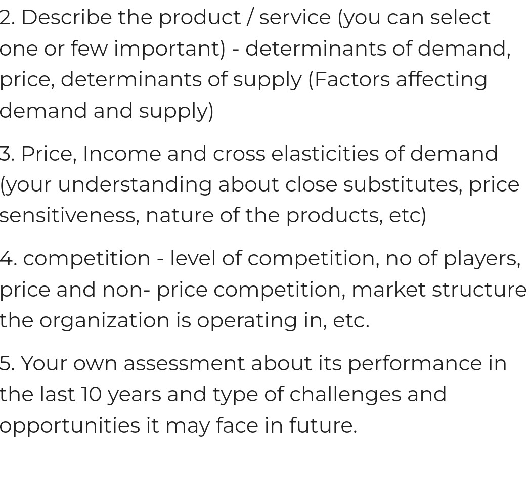 Solved Describe the product / ﻿service (you can select one | Chegg.com
