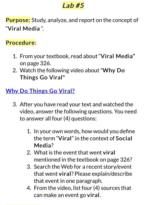 Solved Lab #5 Purpose: Study, analyze, and report on the | Chegg.com
