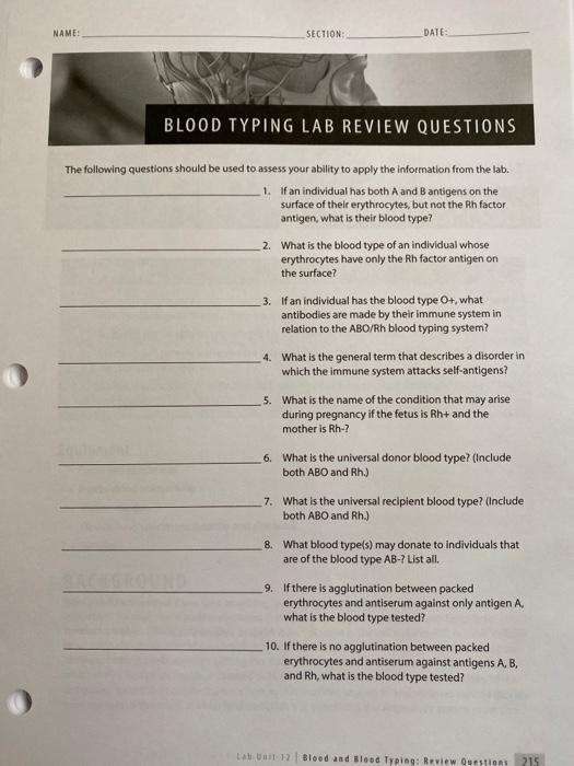 Solved Blood typing review question | Chegg.com