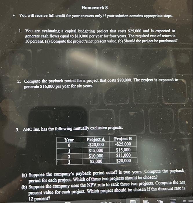 Solved 1. You are evaluating a capital budgeting project | Chegg.com