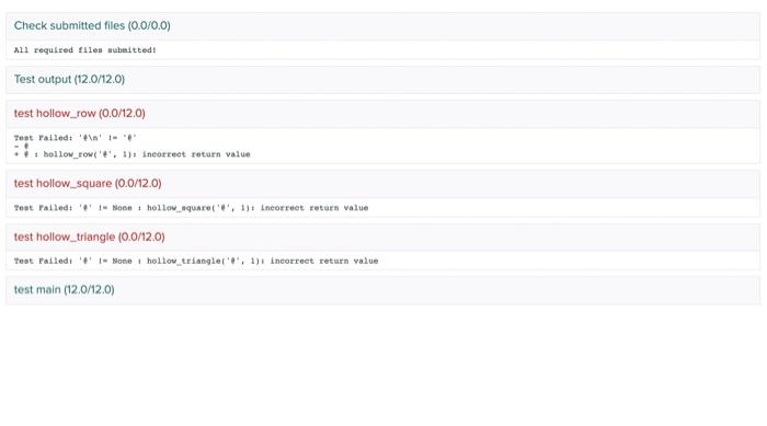 Solved Gradescope says test failed how do I fix that? My out | Chegg.com