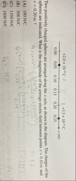 Solved Two positively charged spheres are arranged along the | Chegg.com