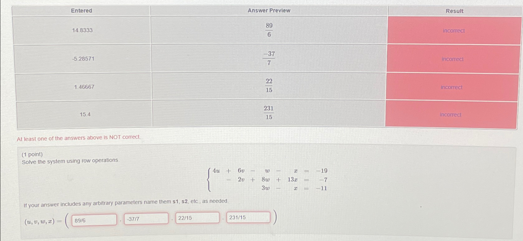 Solved At Least One Of The Answers Above Is Not Correct 1