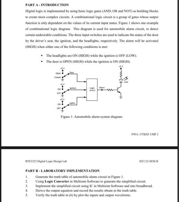Solved PART A - INTRODUCTION Digital logic is implemented by | Chegg.com