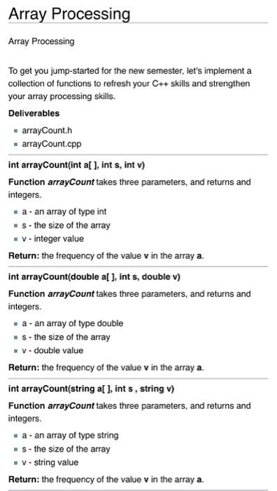 Solved Array Processing Array Processing To get you | Chegg.com