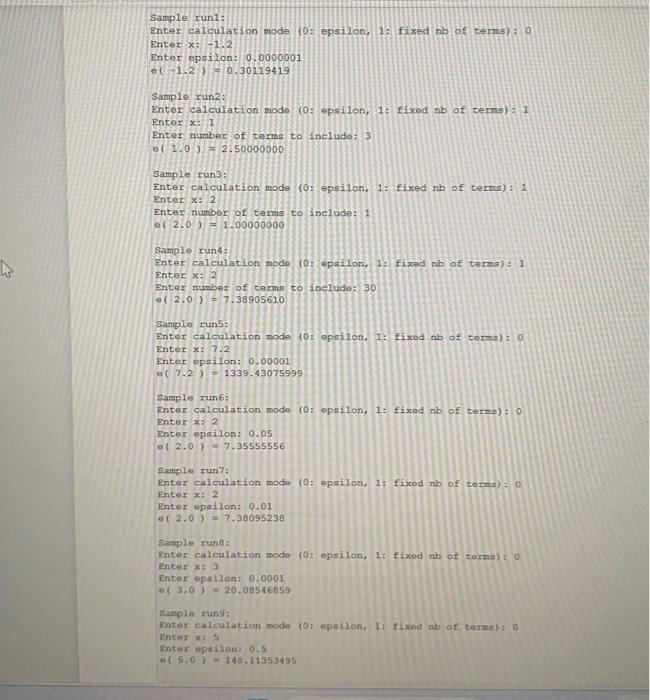 Solved Sample run1: Enter calculation mode (0: epsilon, 1: | Chegg.com