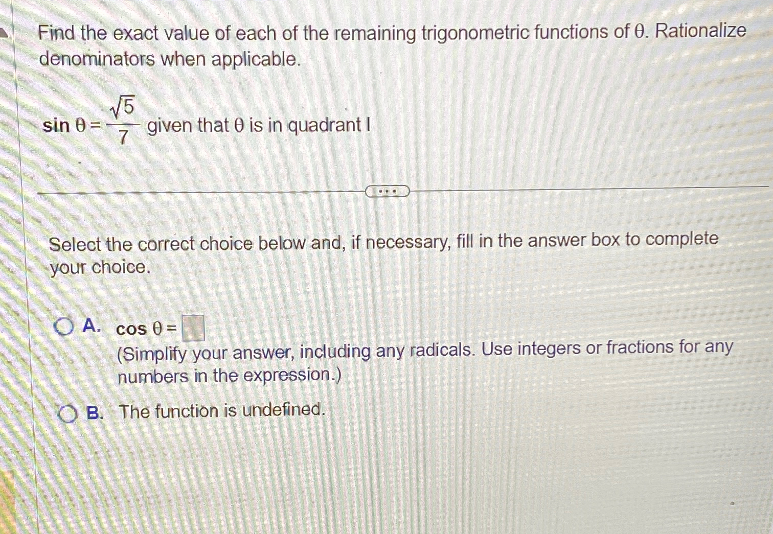 Solved Find the exact value of each of the remaining | Chegg.com