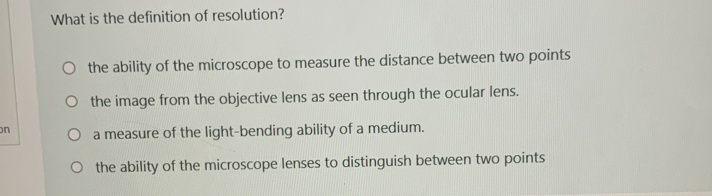 Solved What is the definition of resolution?the ability of | Chegg.com