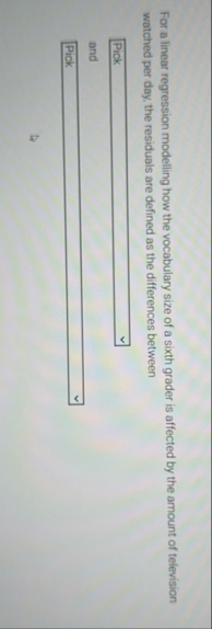 Solved For a linear regression modelling how the vocabulary | Chegg.com