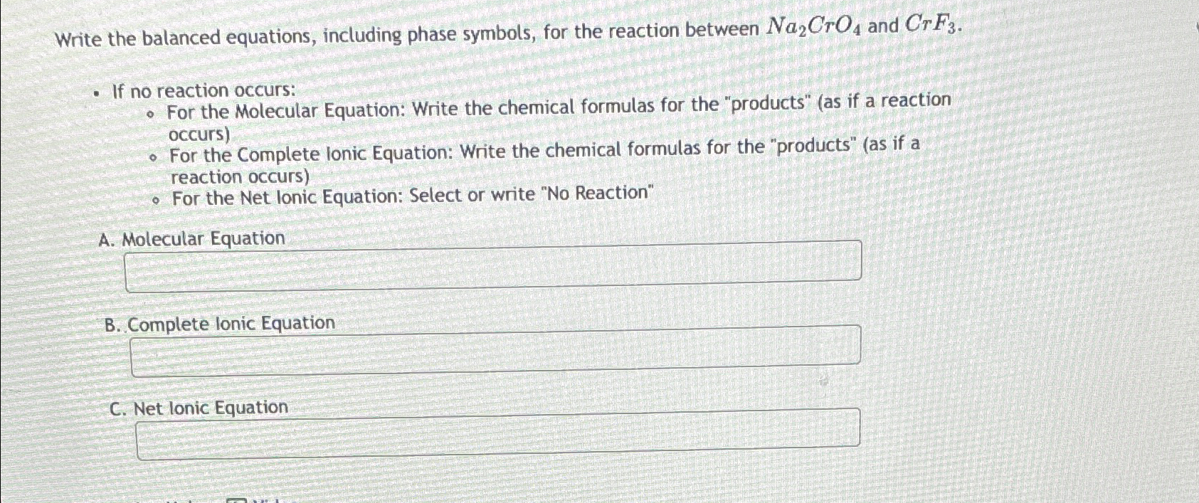 Solved Write the balanced equations, including phase | Chegg.com