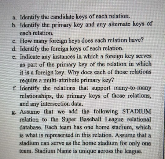 a. Identify the candidate keys of each relation. b. | Chegg.com