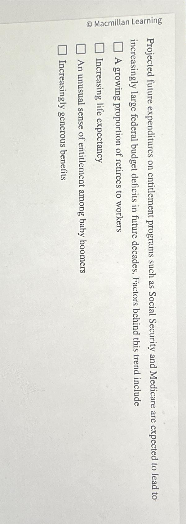 Solved Projected future expenditures on entitlement programs | Chegg.com