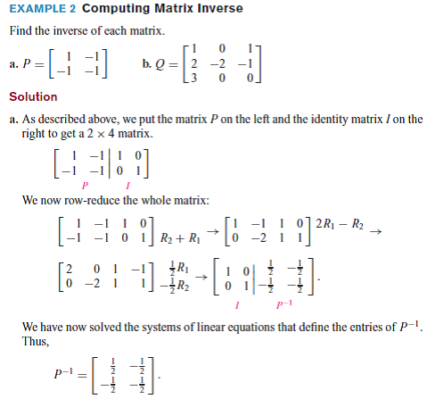 Solved: In Exercises, use row reduction to find the inverses of th ...