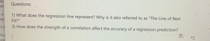 Solved ari epr Questions: is egr 1) What does the regression | Chegg.com