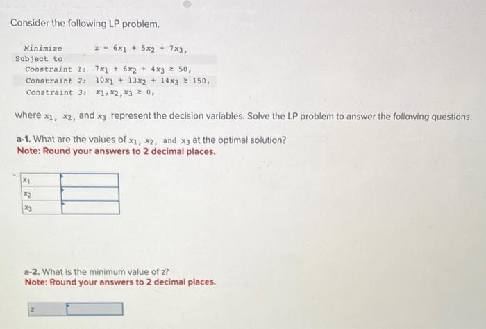 Solved Consider the following LP problem. Minimize Subject | Chegg.com