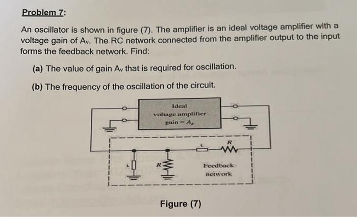 Solved An oscillator is shown in figure (7). The amplifier | Chegg.com