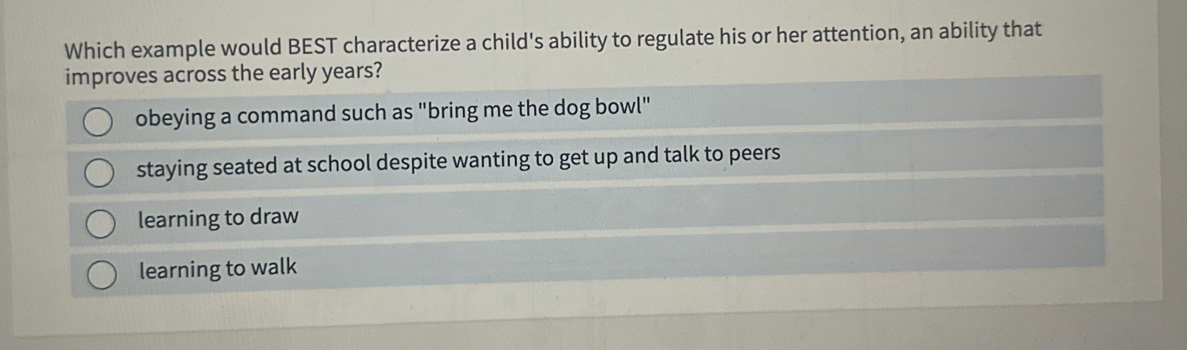 Solved Which example would BEST characterize a child's | Chegg.com