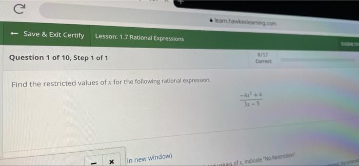 Solved find the restricted values of x for the following | Chegg.com