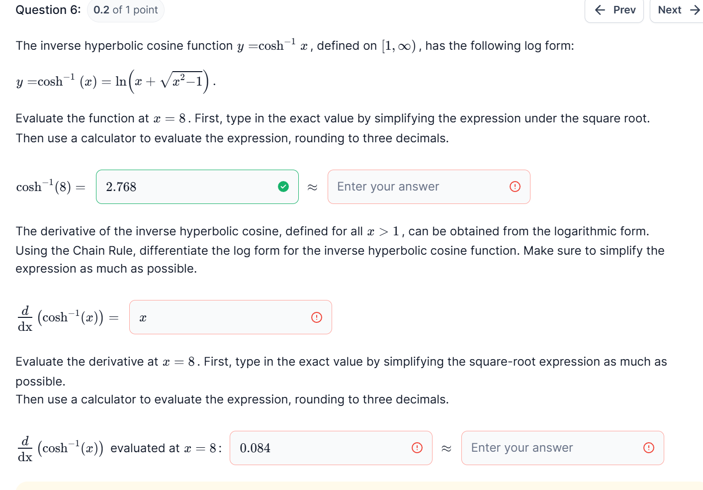 Solved The inverse hyperbolic cosine function , defined | Chegg.com Solved The inverse hyperbolic cosine function , defined | Chegg.com