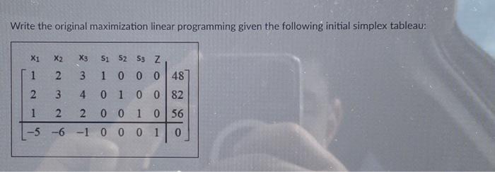 Solved Write the original maximization linear programming | Chegg.com