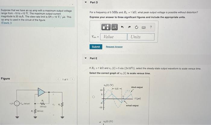 Solved Suppose that we have an op amp with a maximum output | Chegg.com