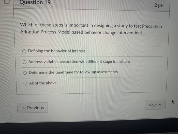 Solved Question 18 2 pts Which stage of the Precaution | Chegg.com