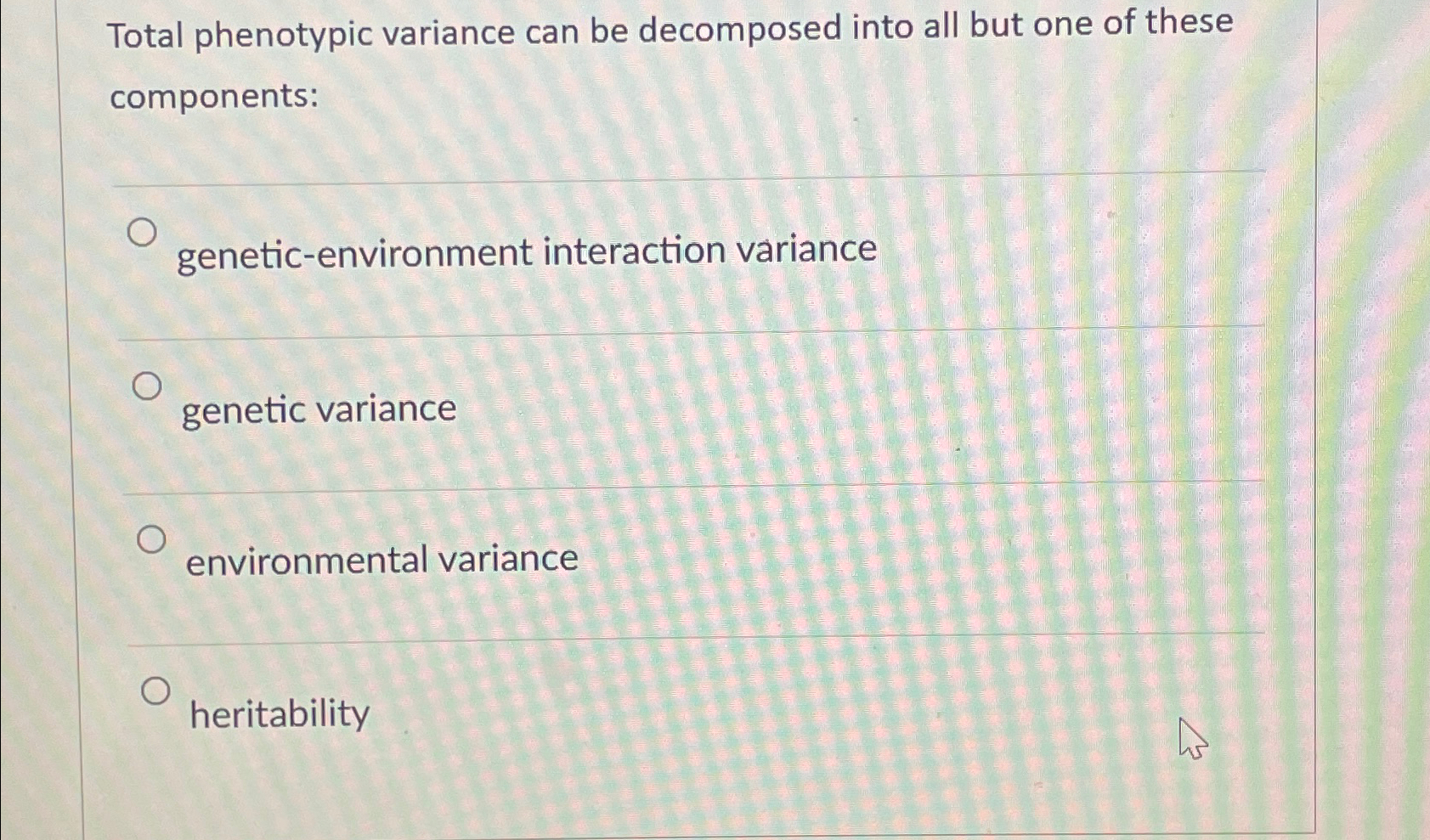 Solved Total phenotypic variance can be decomposed into all | Chegg.com