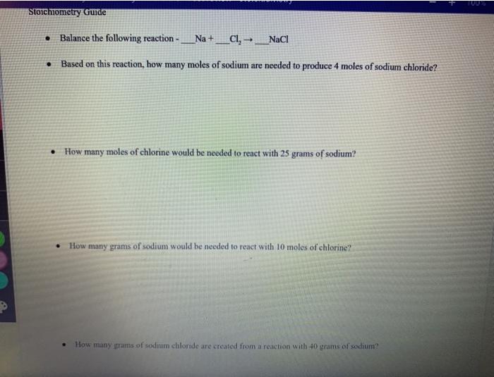 Solved Stoichiometry Guide • Balance the following reaction | Chegg.com