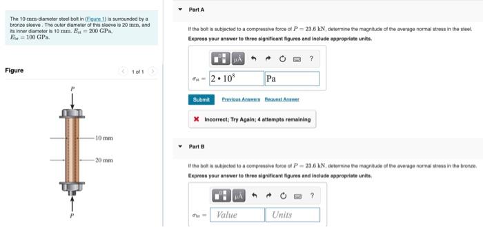 Solved The 10-mam-diameter steel bot in (Eigure 3) is | Chegg.com