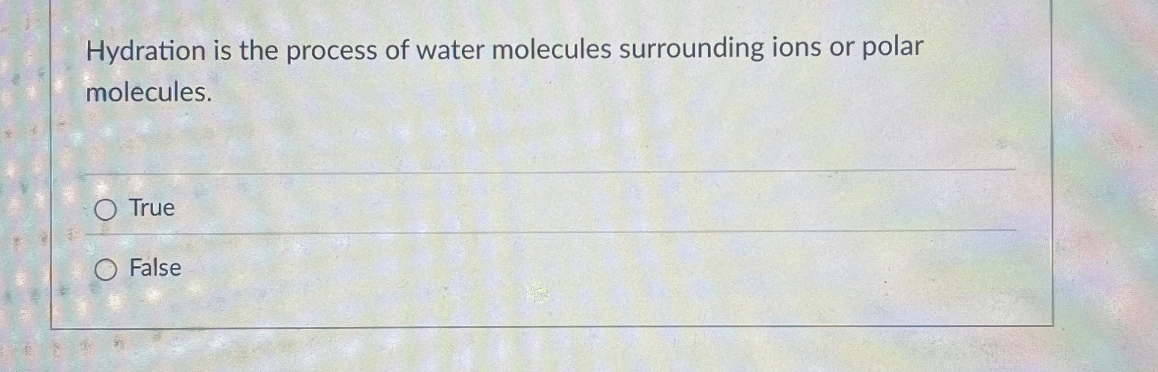 Solved Hydration is the process of water molecules | Chegg.com