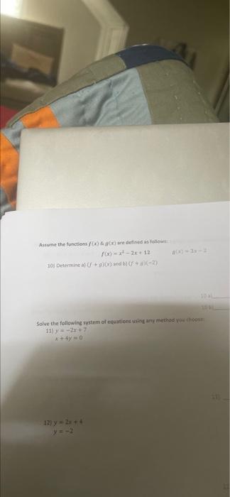 Solved Assume the functions f(x) & g(x) are defined as | Chegg.com