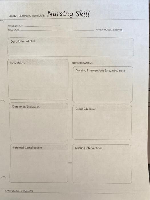 Solved ACTIVE LEARNING TEMPLATE Nursing Skill STUDENT NAME | Chegg.com