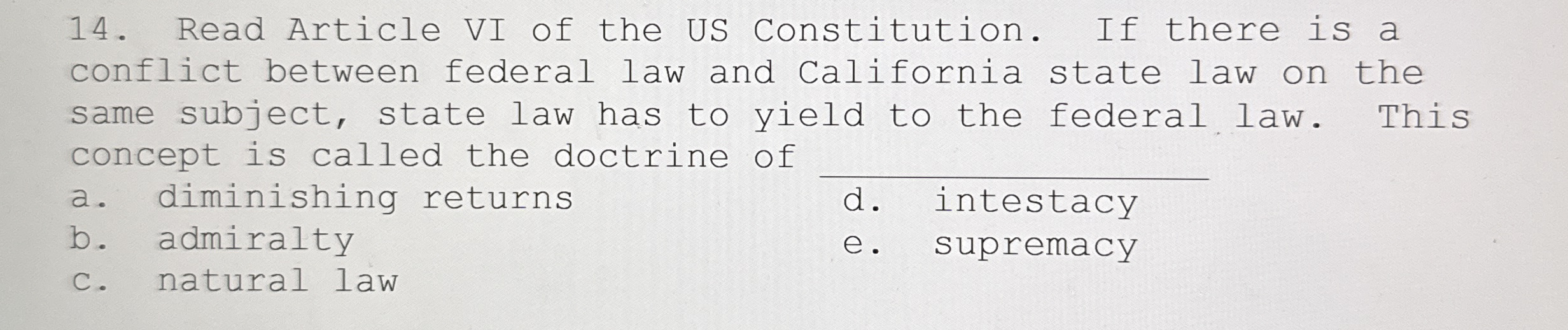 Solved Read Article VI of the US Constitution. If there is | Chegg.com