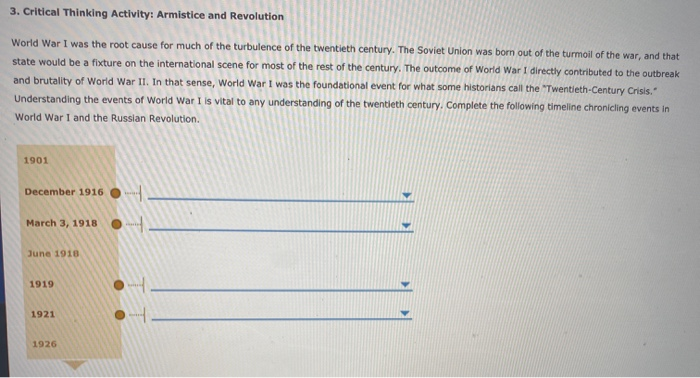 3. Critical Thinking Activity: Armistice and | Chegg.com