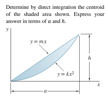 Solved Determine by direct integration the centroid of the | Chegg.com