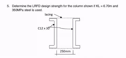 Solved 5. Determine the LRFD design strength for the column | Chegg.com