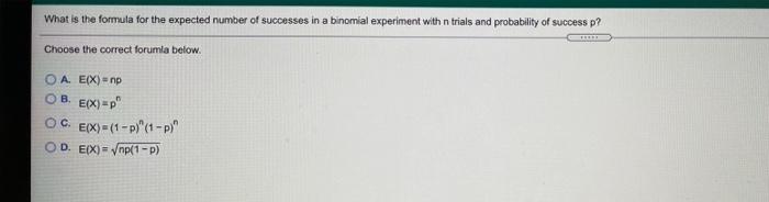 Solved What is the formula for the expected number of | Chegg.com