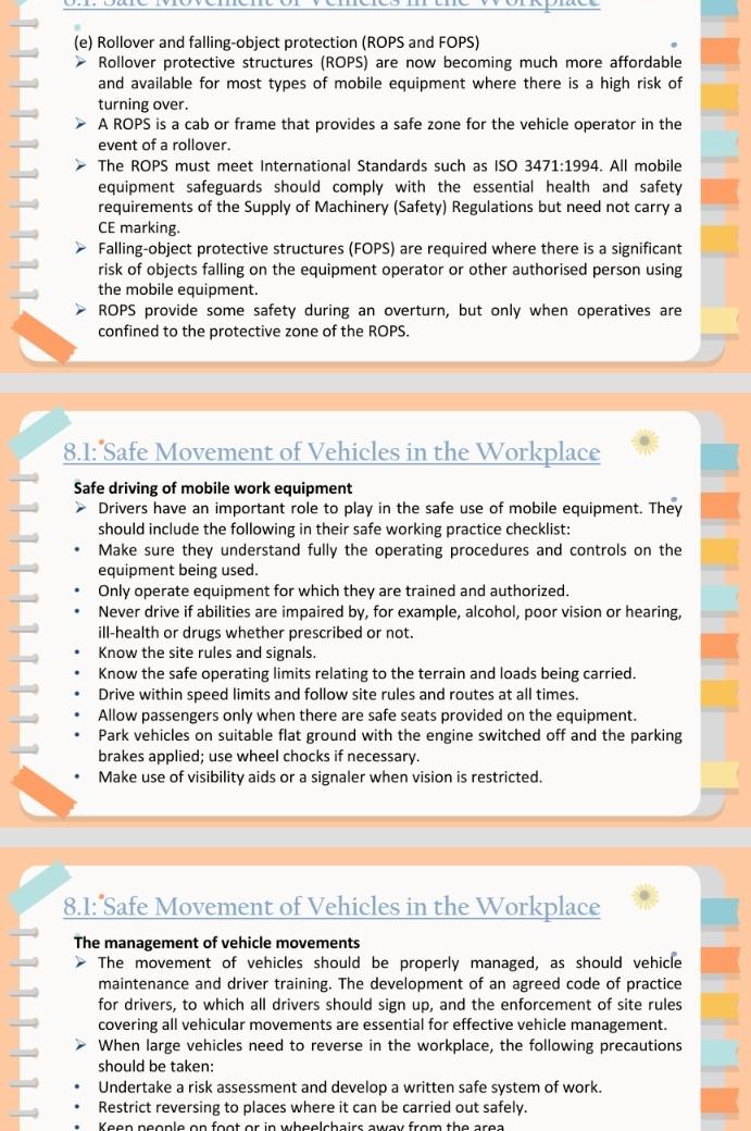 Solved 8.1:'Safe Movement of Vehicles in the Workplace 8.1.1 | Chegg.com