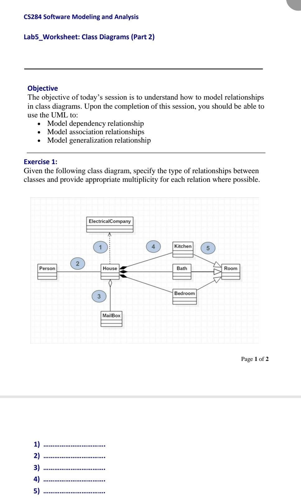 Solved CS284 Software Modeling and Analysis Lab5_Worksheet: | Chegg.com