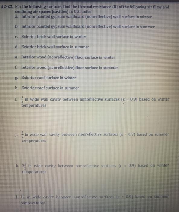 #2-22. For the following surfaces, find the thermal | Chegg.com
