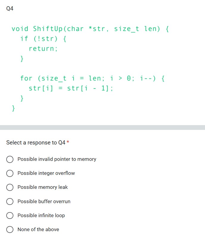 Solved ```void ShiftUp(char *str, ﻿size_t len) { ﻿ if | Chegg.com