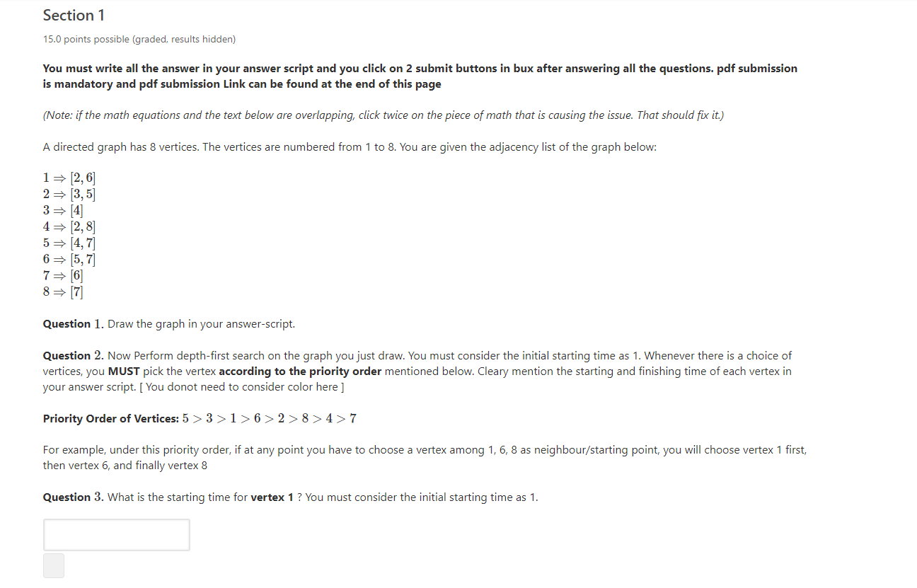 Solved Section 1 15.0 points possible (graded, results | Chegg.com