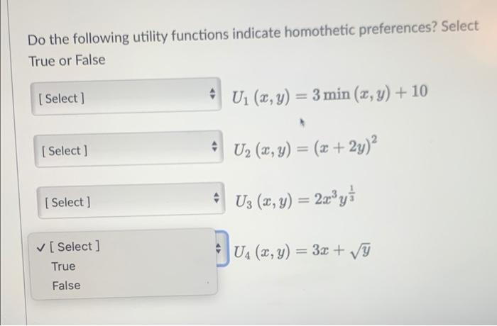Solved Do the following utility functions indicate | Chegg.com