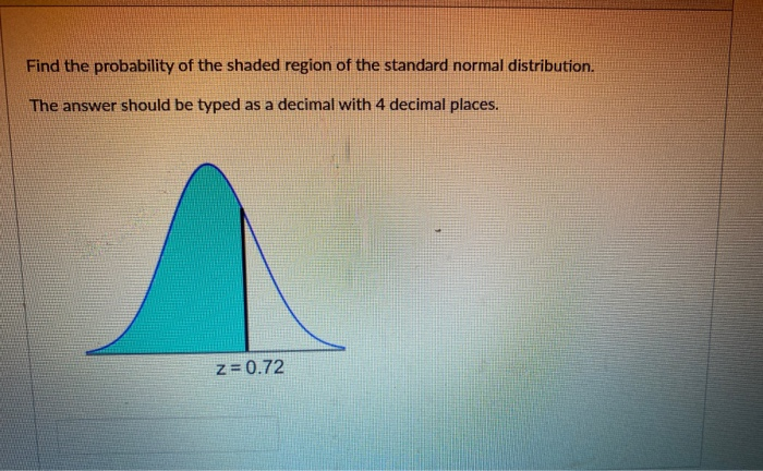 Solved Find the probability of the shaded region of the | Chegg.com