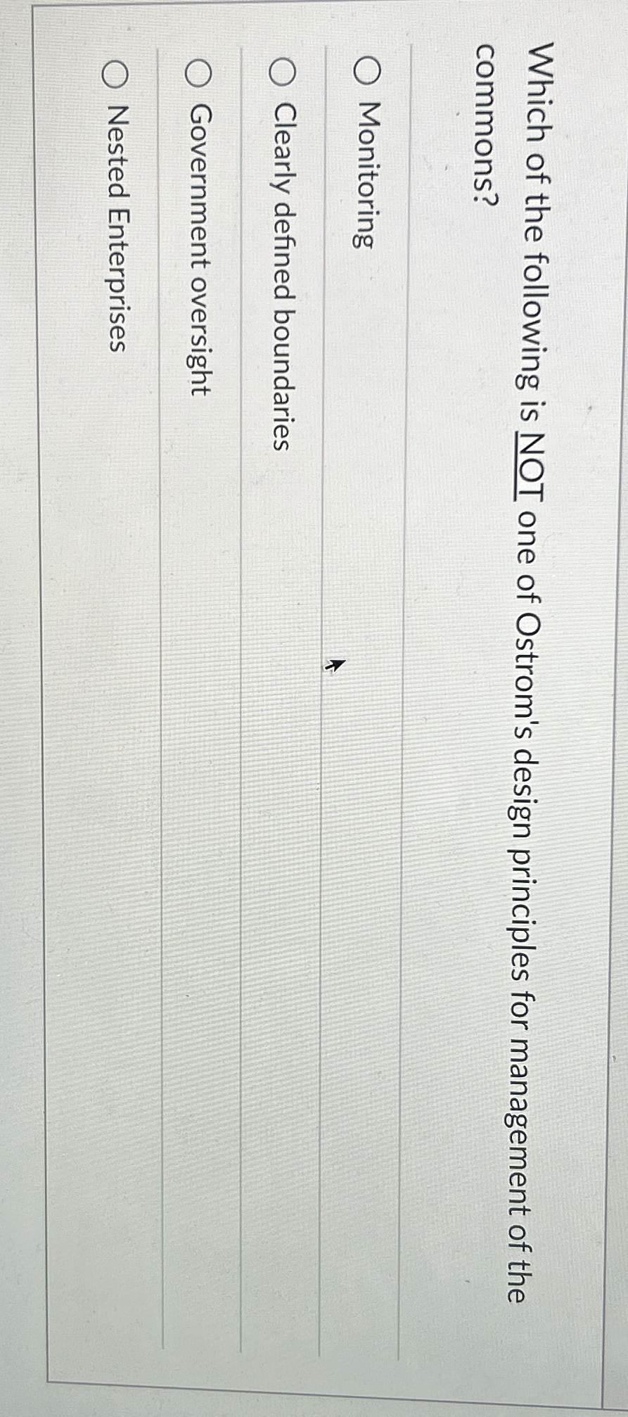 Solved Which of the following is NOT one of Ostrom's design | Chegg.com