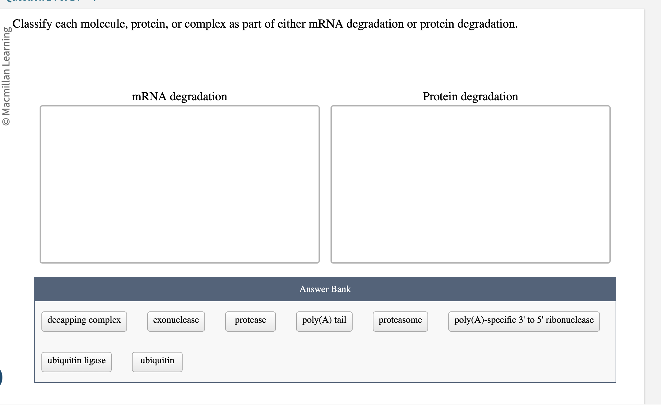 Solved Classify each molecule, protein, or complex as part | Chegg.com