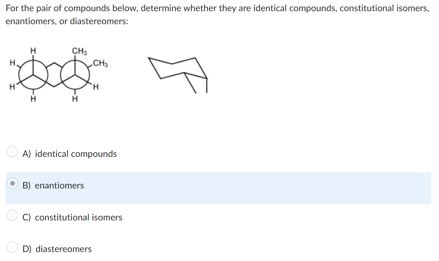Solved For the pair of compounds below, determine whether | Chegg.com